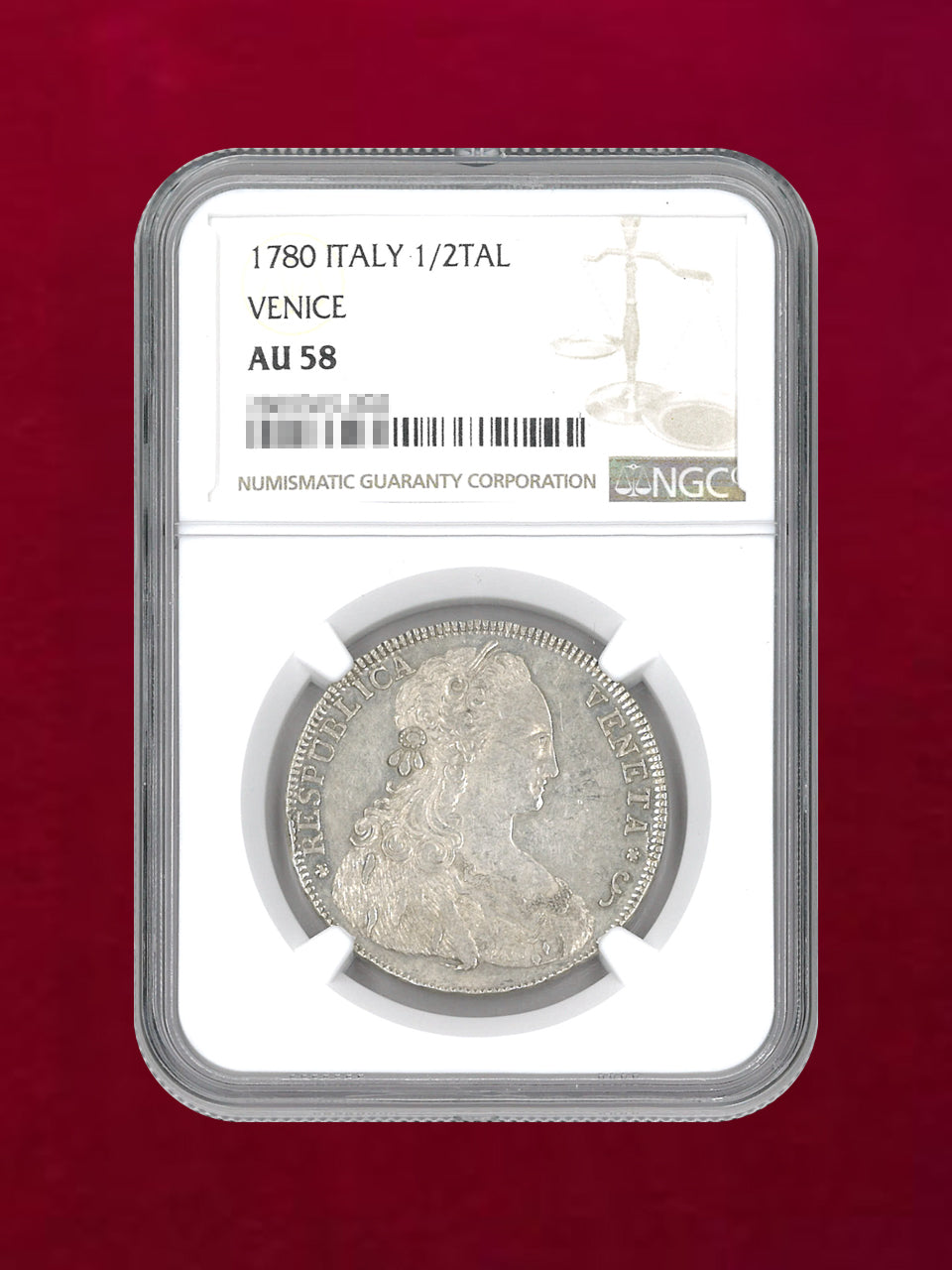 【イタリア・ベネチア】1/2タレロ 銀貨 1780 NGC AU 58[B-0000177] – ワールドコインズ・ジャパン