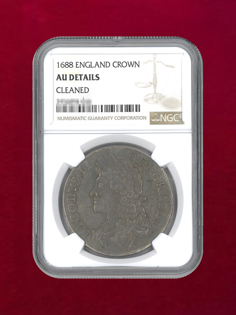 [England] Crown Silver Coin ENGLAND 1688 NGC AU DETAILS CLEANED [B-000 ...
