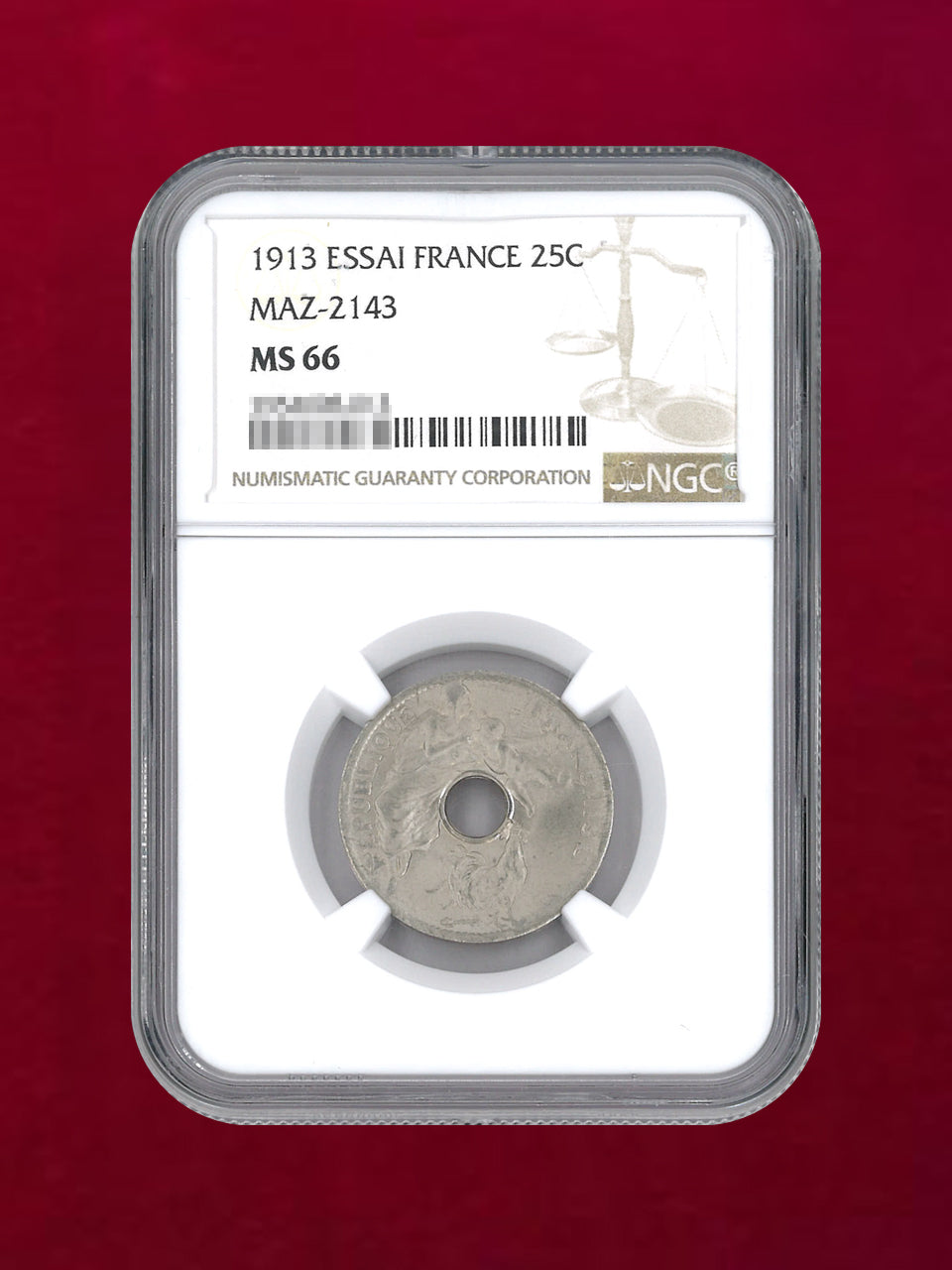 【フランス】25サンチーム ニッケル貨？ 1913 ESSAI NGC MS66[C-0000058] – ワールドコインズ・ジャパン