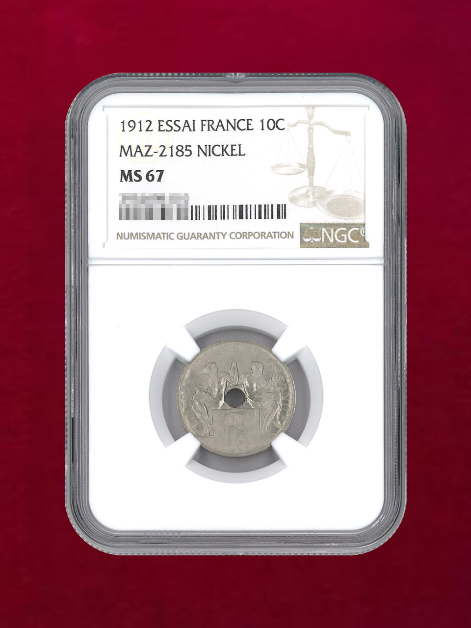 【フランス】10サンチーム ニッケル貨 1912 ESSAI NGC MS67[C-0000059] – ワールドコインズ・ジャパン