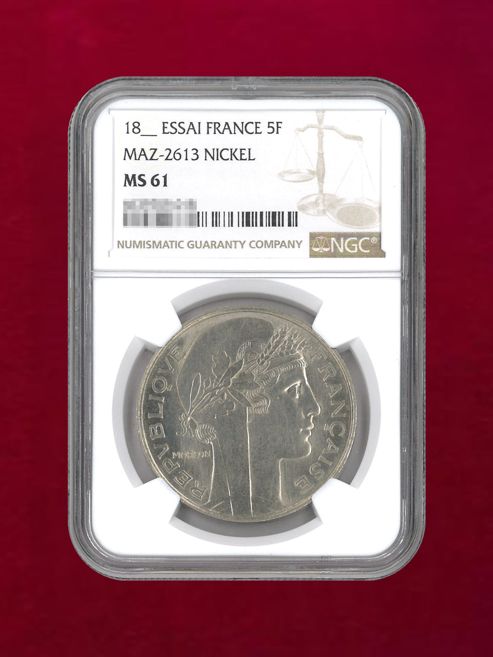 【フランス】5フラン ニッケル貨 ESSAI 18__(1929) NGC MS 61[C-0000167] – ワールドコインズ・ジャパン