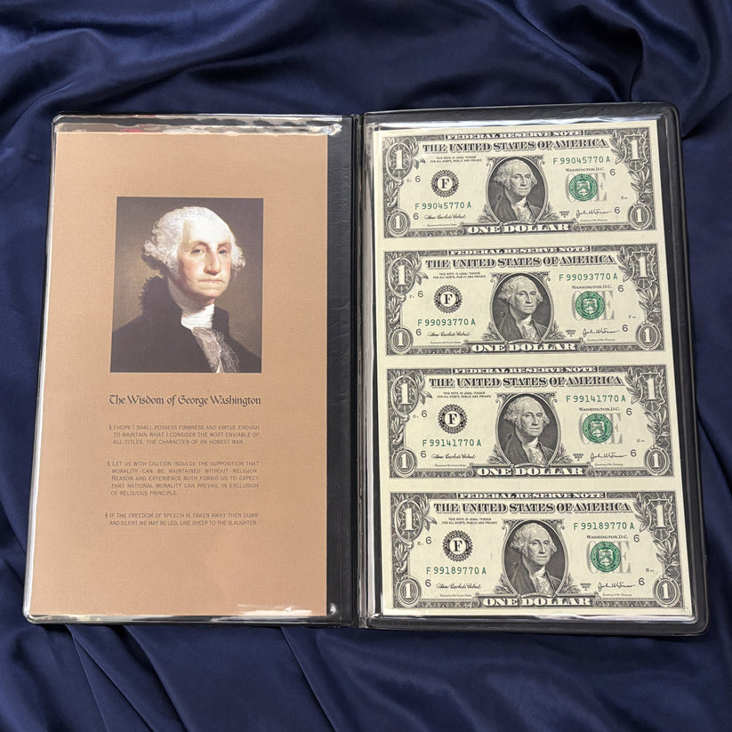 【アメリカ】1ドル紙幣 4枚シート[D-0000006] – ワールドコインズ・ジャパン